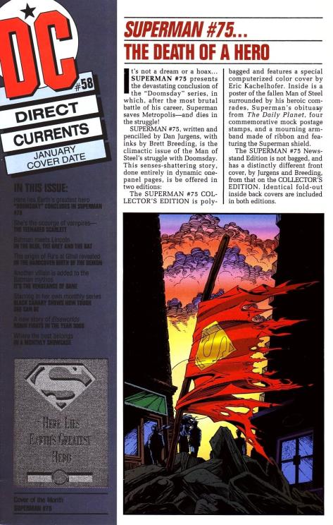 DC Direct Currents: DEATH OF SUPERMAN! | The Unspoken Decade: 90's ...
